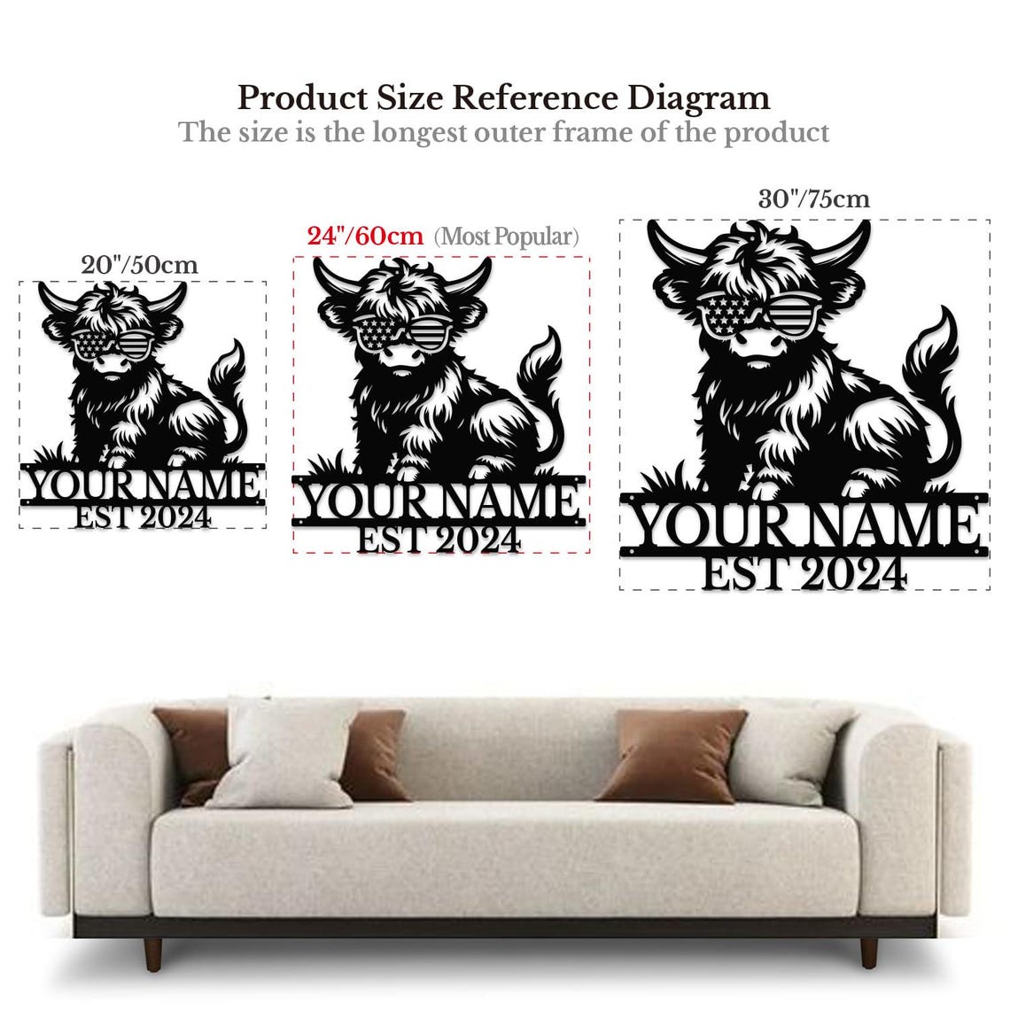 Personalized Highland Cow Name Metal Signs,custom Highland Cow Metal ...