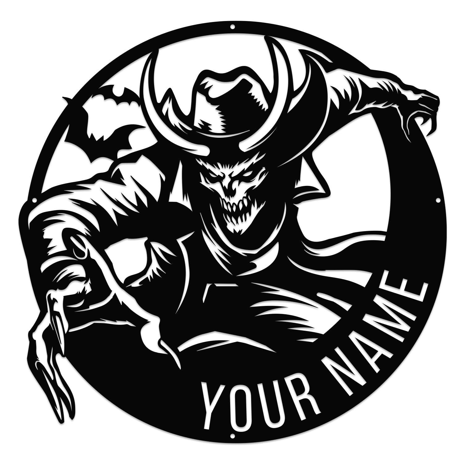 Personalized Custom Name Signs Gothic Devil Art Metal Wall Decor,demon ...
