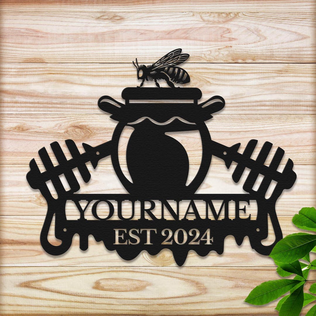 Personalized Bees Honey Metal Wall Sign: Custom Name Art Decor - Etsy
