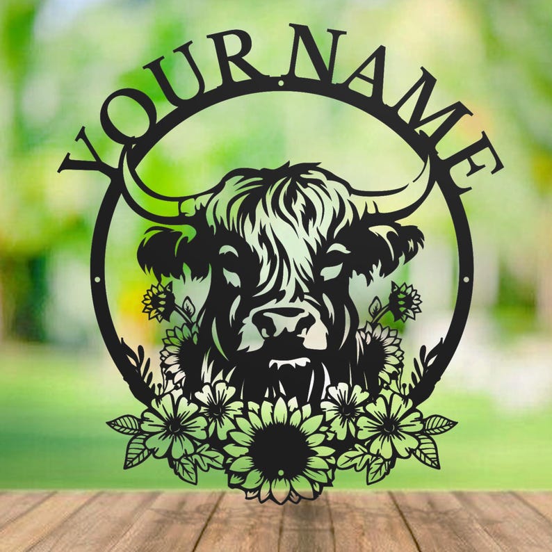 Personalized Highland Cow Name Metal Signs,custom Highland Cow Metal ...