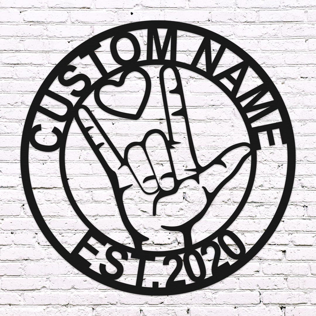Custom I Love You Sign Language Metal Wall Art - Personalized Name ...