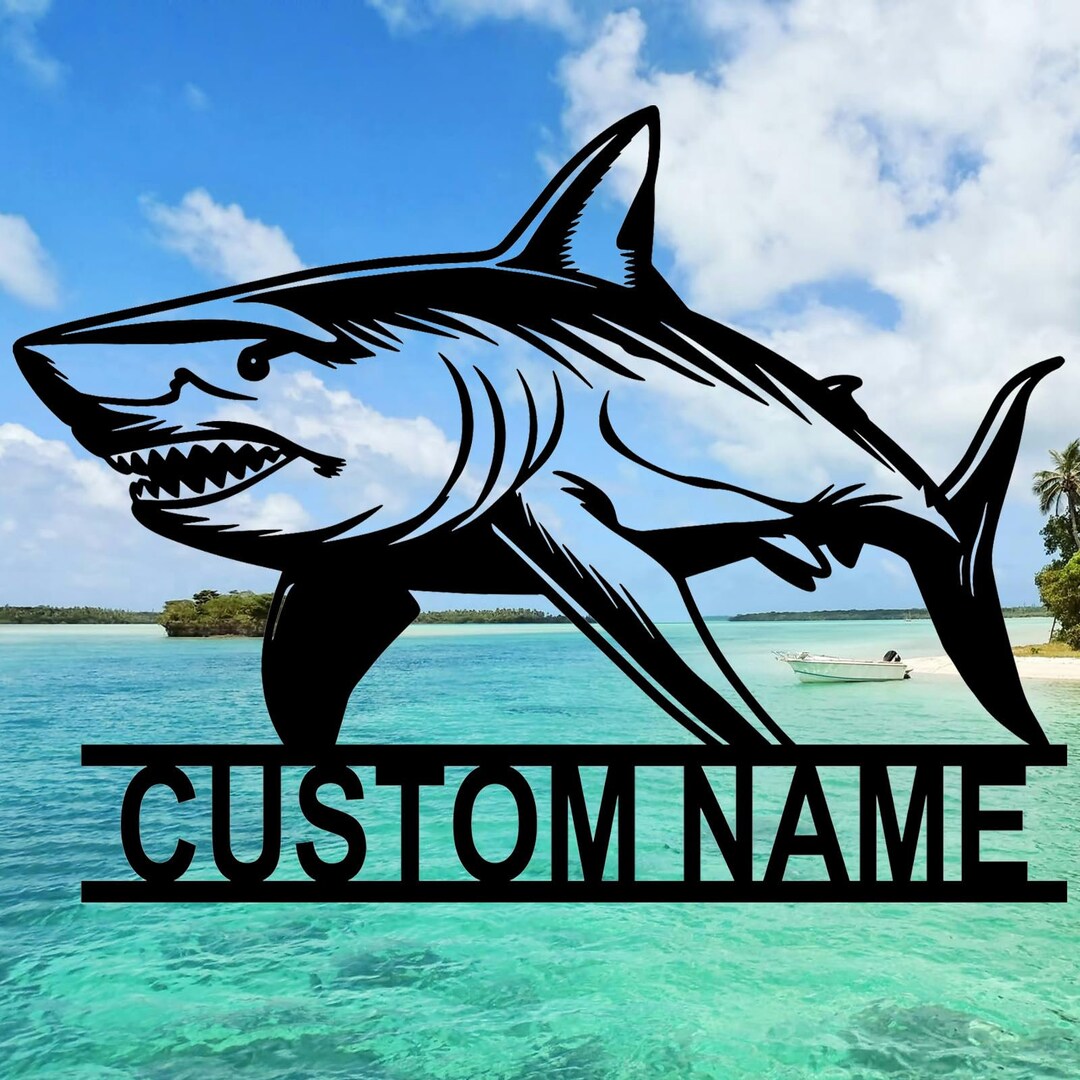 Custom Great White Shark Metal Wall Sign, Personalized Great White ...