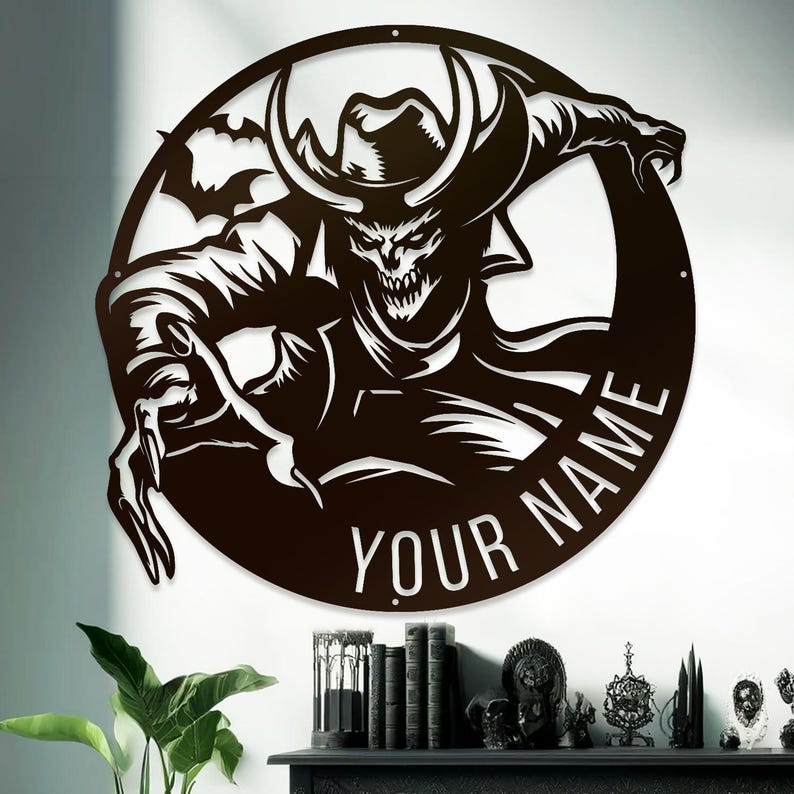 Personalized Custom Name Signs Gothic Devil Art Metal Wall Decor,demon ...