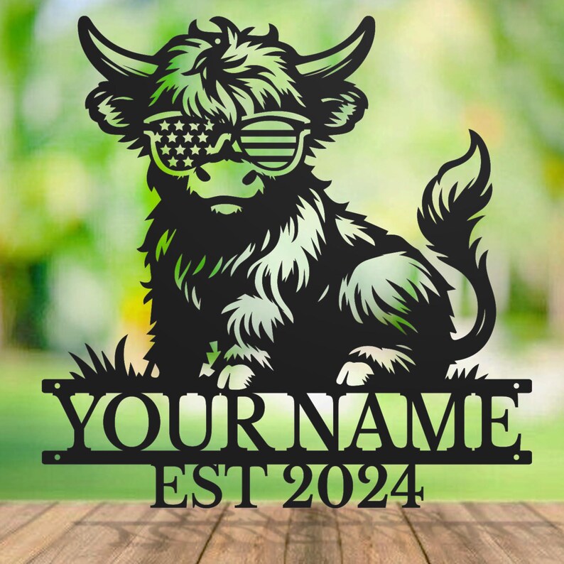 Personalized Highland Cow Name Metal Signs,custom Highland Cow Metal ...