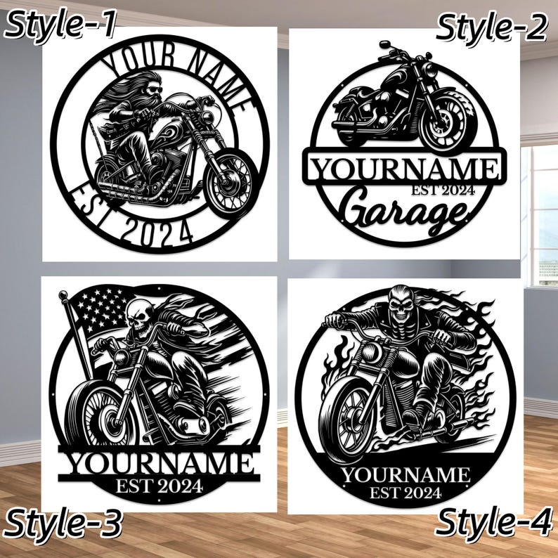 Custom Name Motorcycle Metal Wall Art Decor, Biker Laser Cutting Metal ...