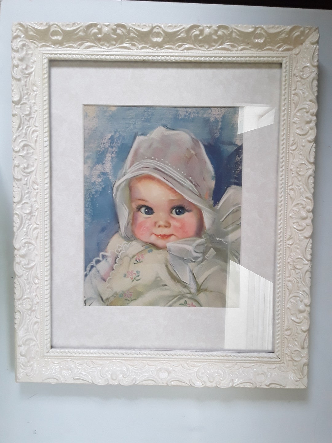 MAUD TOUSSEY FANGEL Print of Baby Girl Blue Eyed Baby With a Bonnet ...