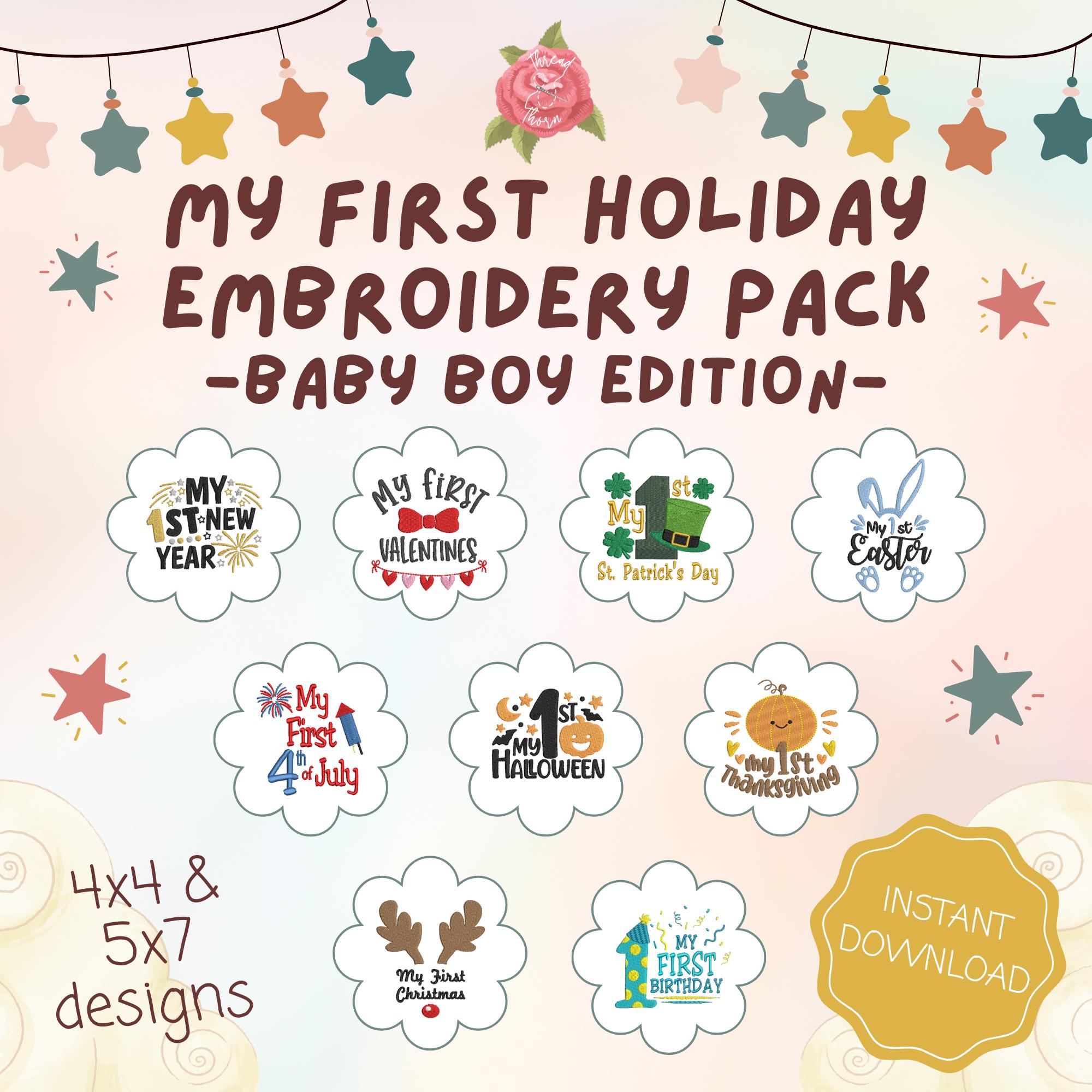 My First Holiday Embroidery Design Pack - Baby Boy | Popular Holiday ...