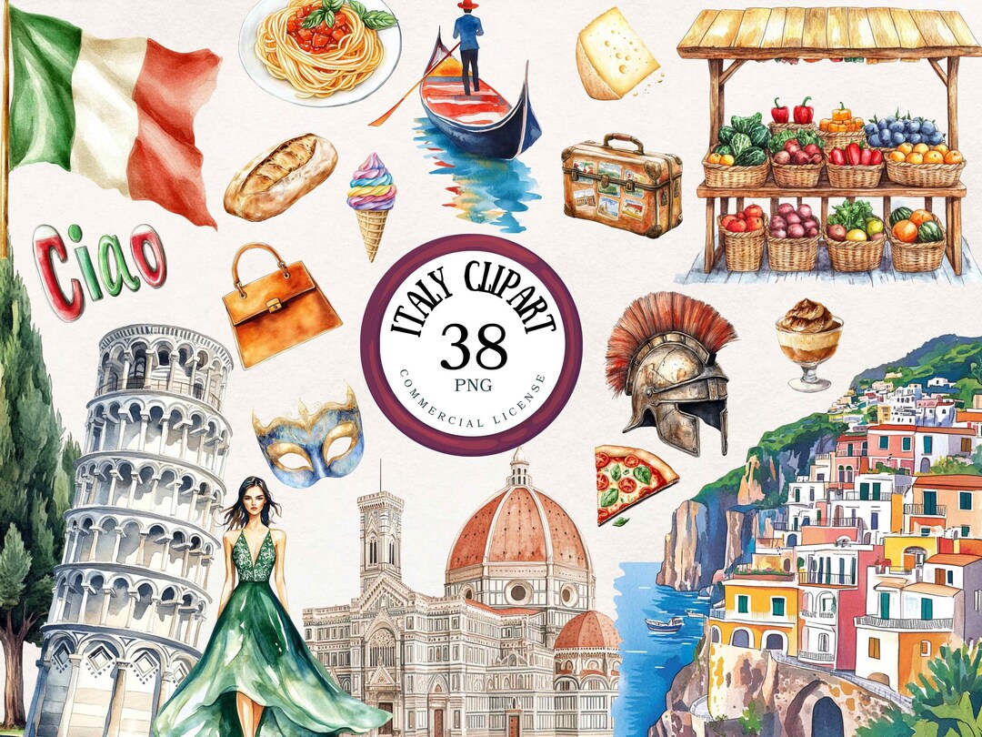 Watercolor Italy Clipart Italian Landmark Italian Architecture PNG ...