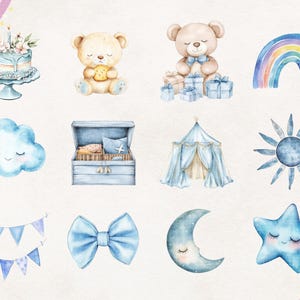Blue Baby Shower Clipart Baby Boy Shower, Cute Baby Animals Clipart ...