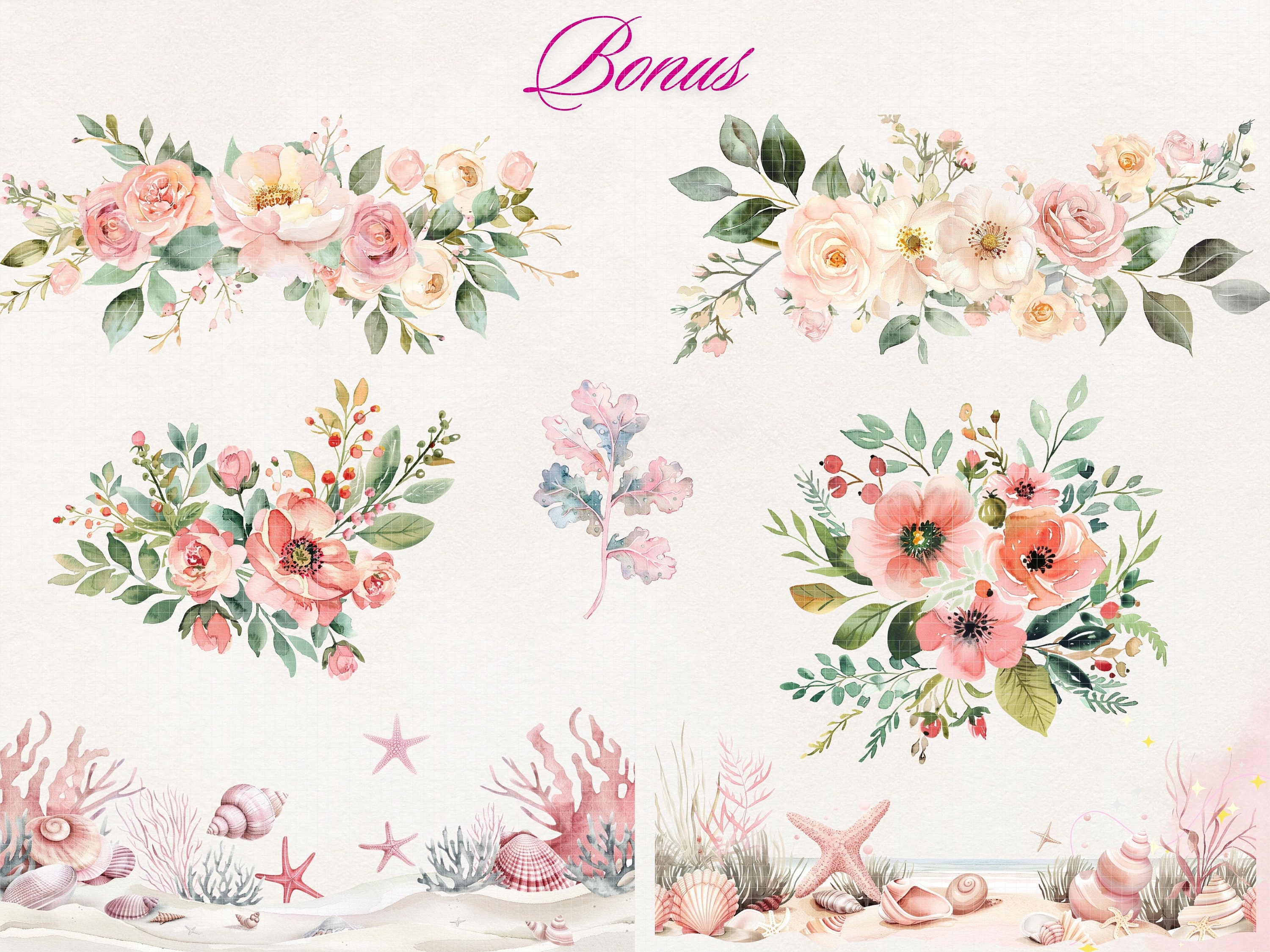 Watercolor Mermaid Clipart Mermaid Magic, Cute Mermaid Clipart, Sealife ...