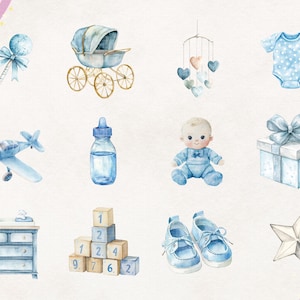 Blue Baby Shower Clipart Baby Boy Shower, Cute Baby Animals Clipart ...