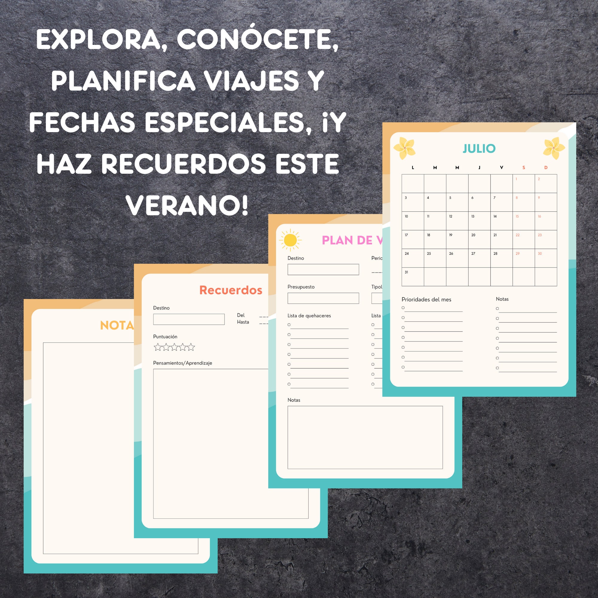 Editable Printable 2024 Summer Planner Spanish, Summer Calendar, Summer ...