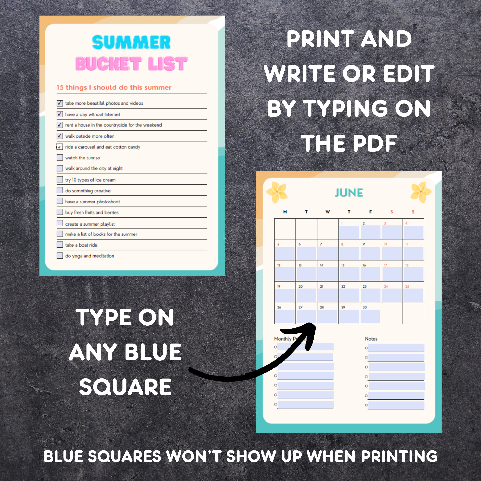 Editable 2024 Summer Planner, Printable Summer Task Planner, Bucket ...