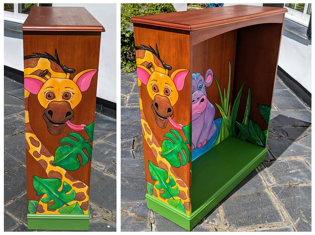 Vintage STAG Bookcase With Hand Illustrated Fun Animal Characters ...