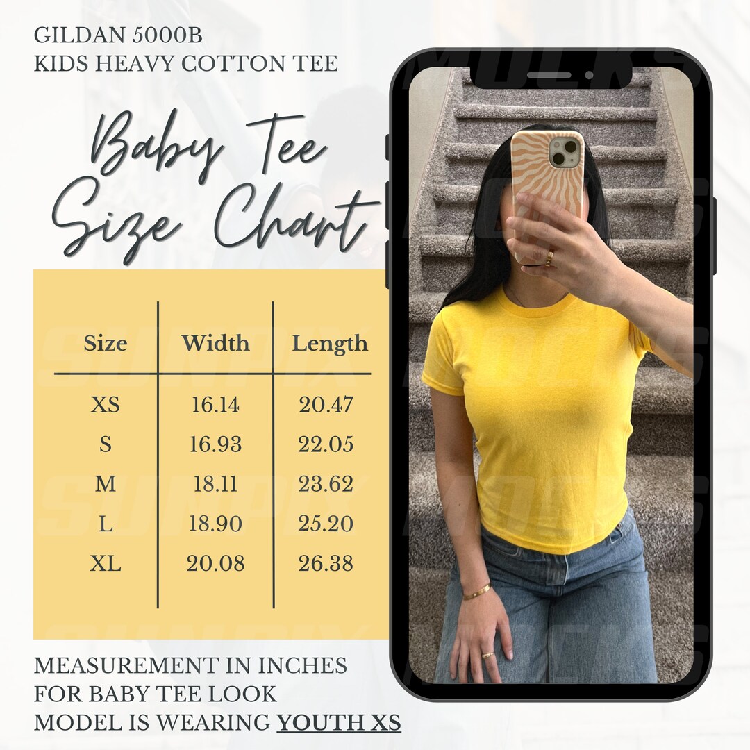 Daisy Gildan 5000B Size Chart Baby Tee Size Chart Gildan 5000B Baby Tee ...