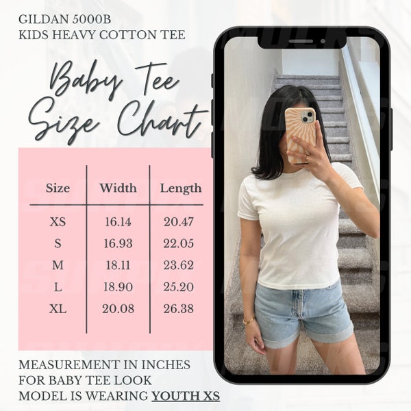 Baby Tee Gildan Size Chart - Etsy