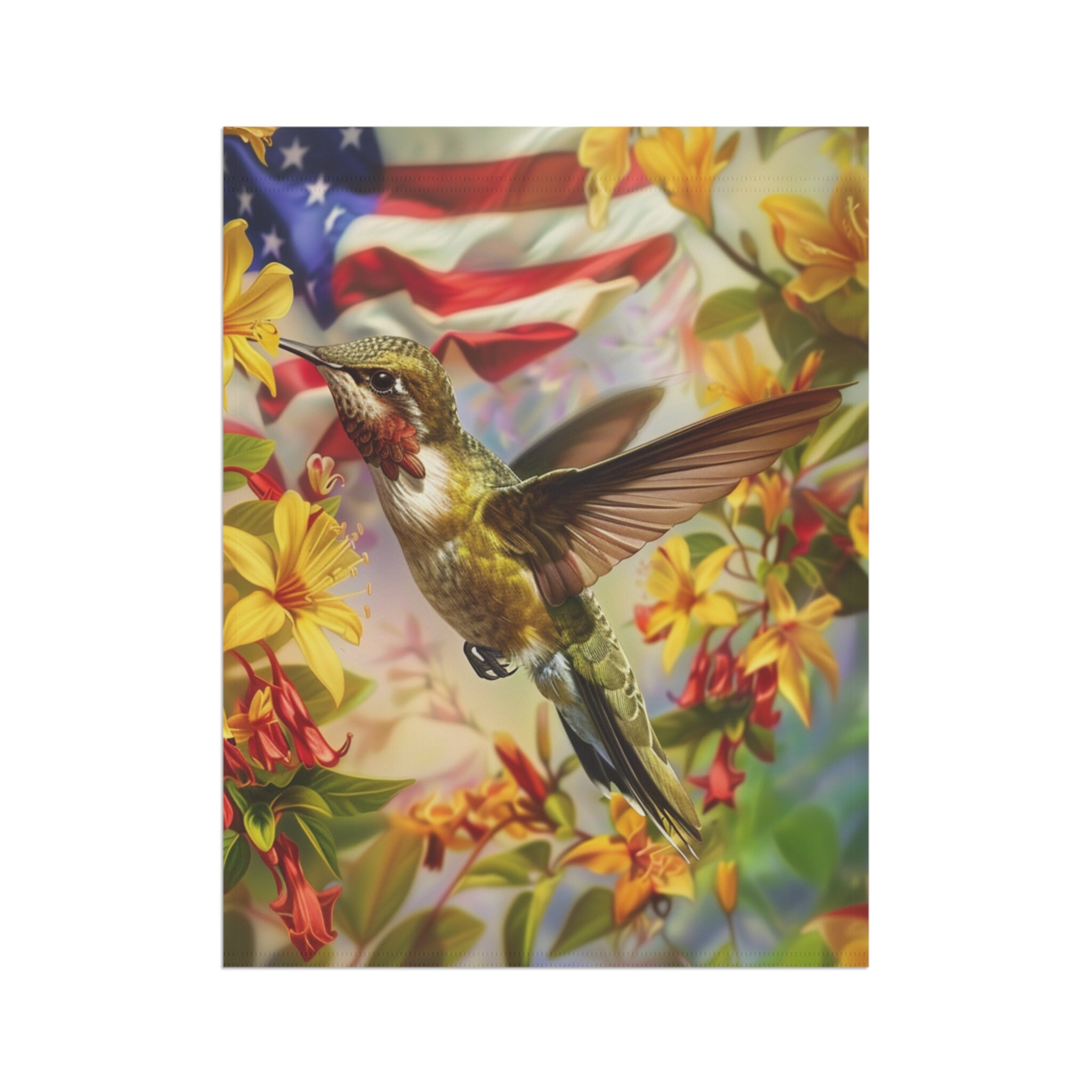 American Flag Hummingbird Garden & House Flag - Etsy