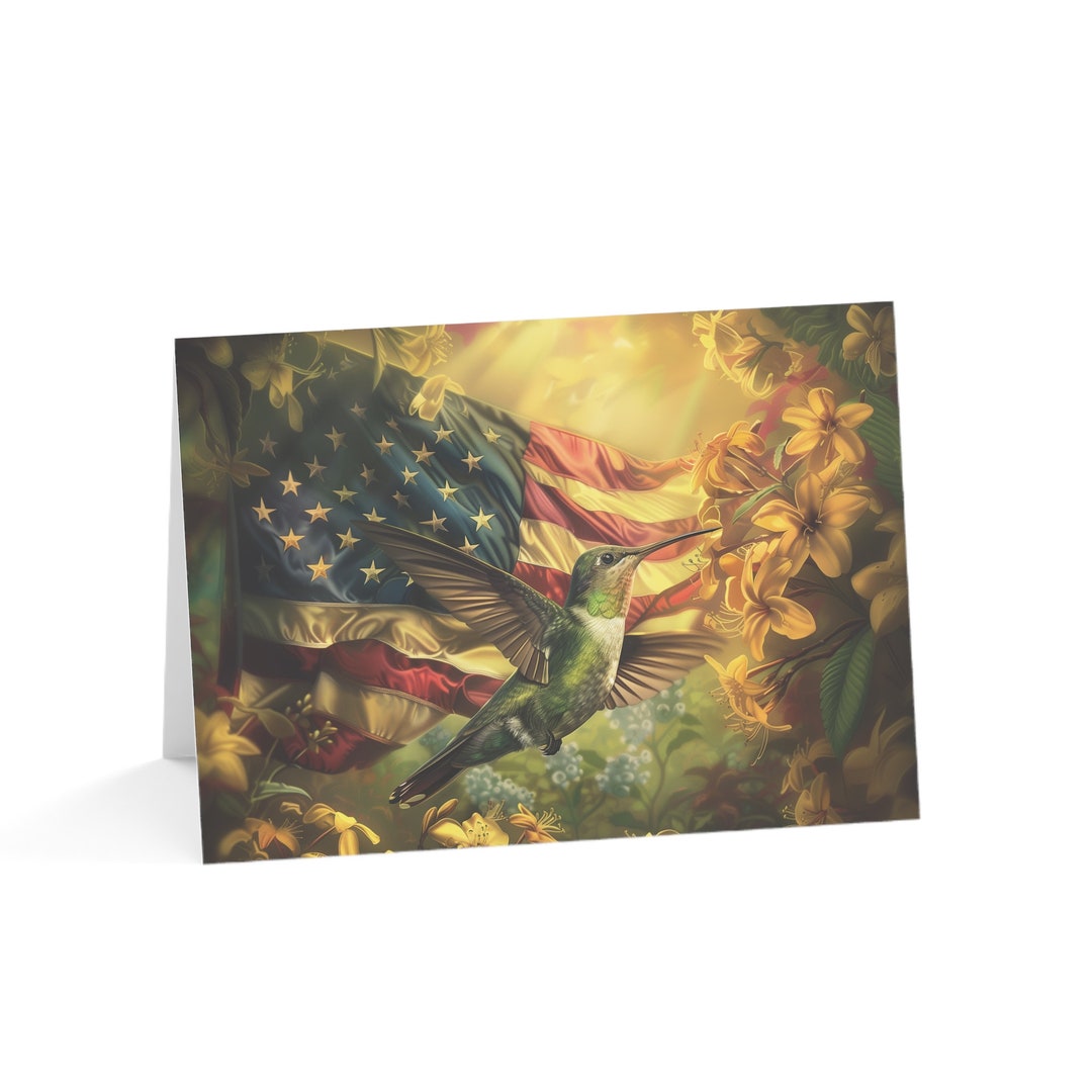 Patriotic Hummingbird Greeting Cards 1, 10, 30, and 50pcs - Etsy