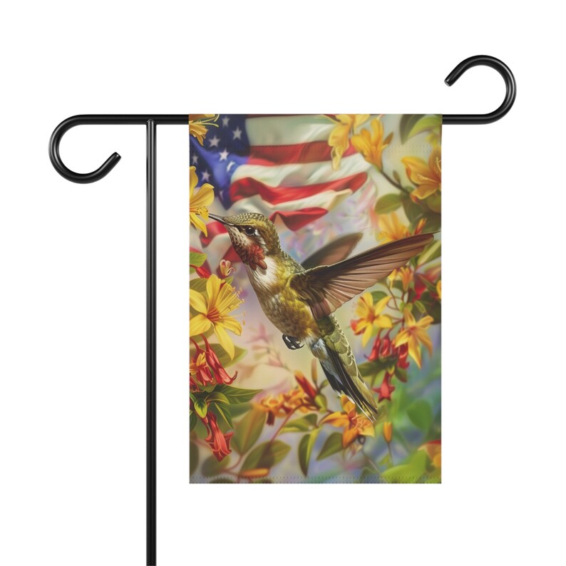 American Flag Hummingbird Garden & House Flag - Etsy
