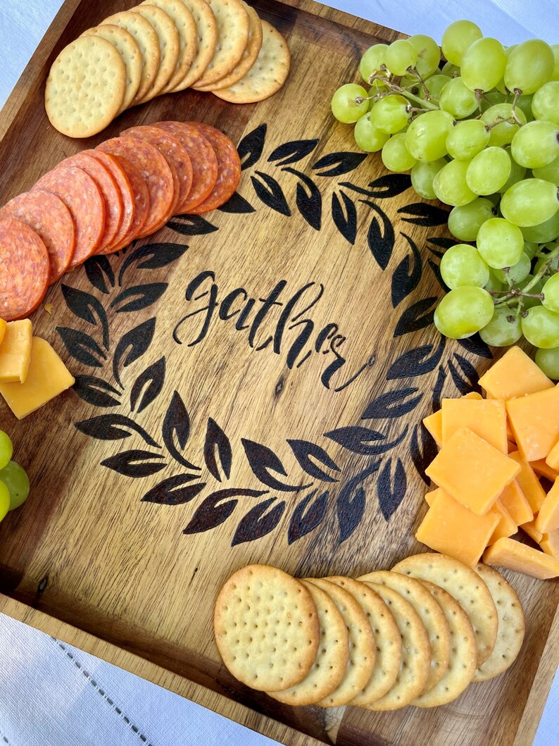 Wooden Serving Tray Burned by Hand gather - Etsy