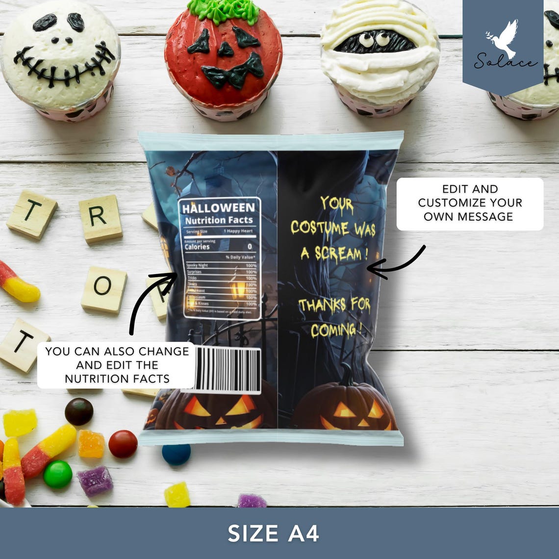 Spooky Halloween Chip Bag Template, Trick or Treat Bags, Halloween ...