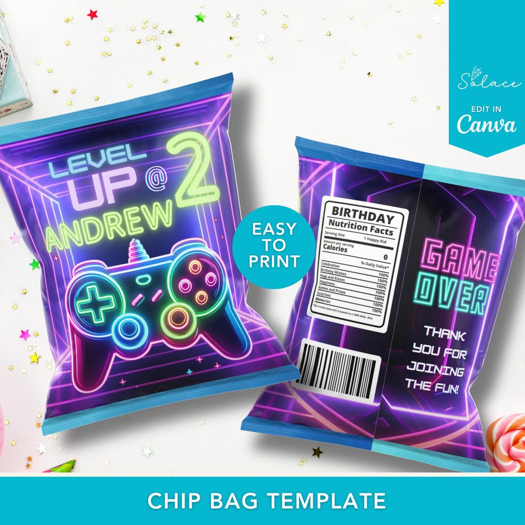 Gamer Party Favors, Gamer Chip Bag, Video Game Party Favors, Birthday ...