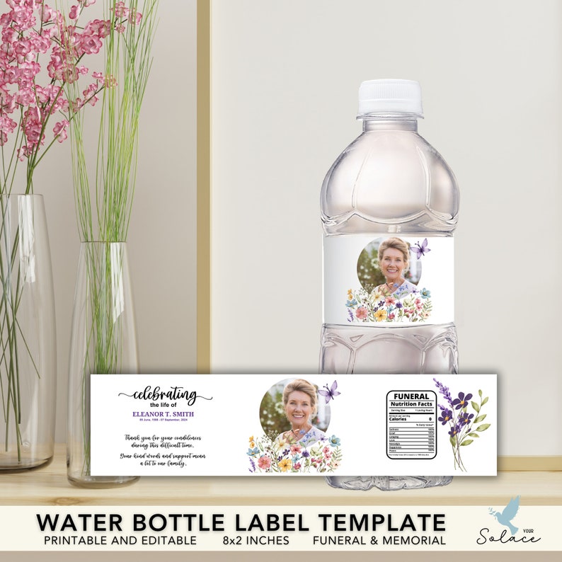 DIY Bottle Wrapper for Memorial and Funeral Water Bottle Label Template ...