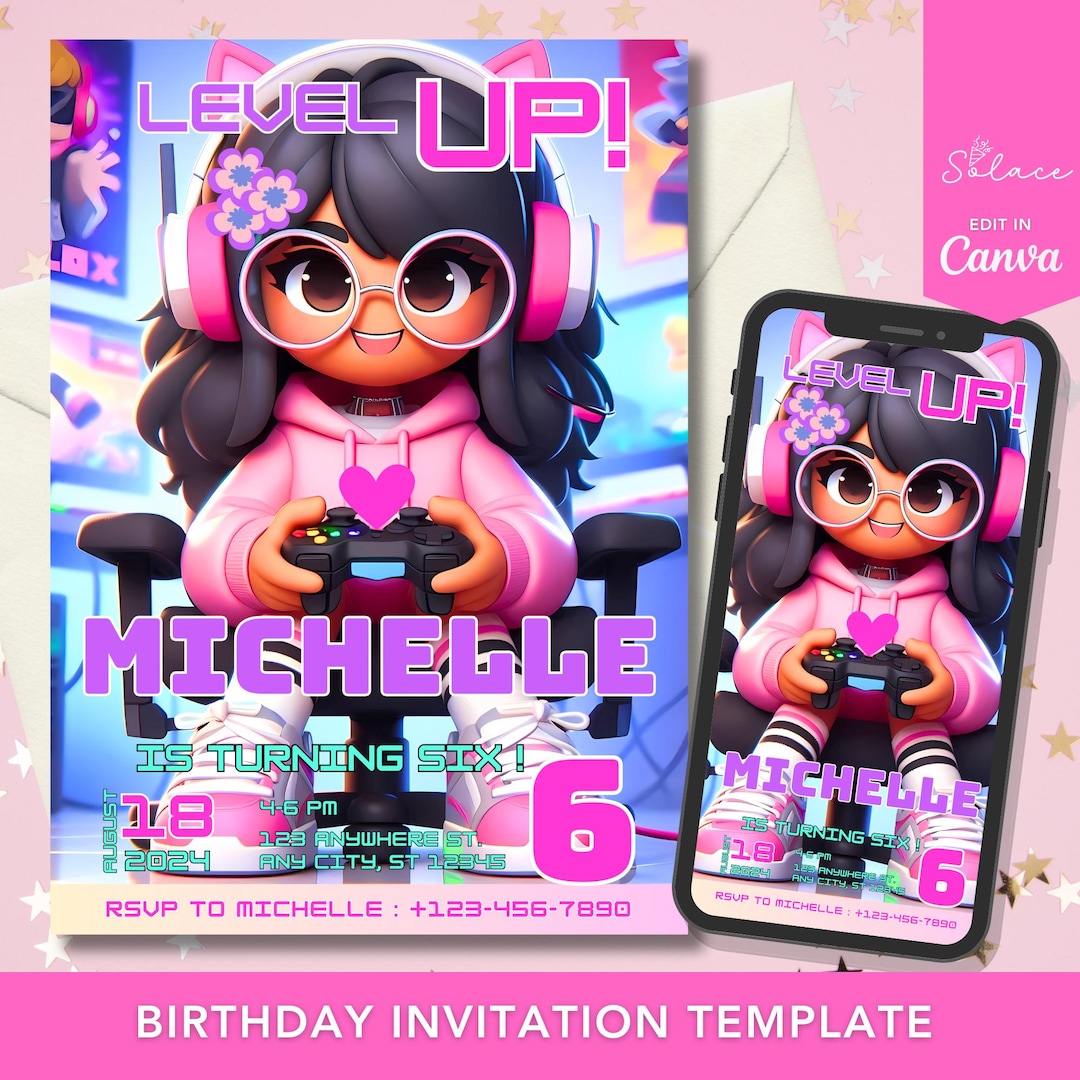 Roblox Birthday Invitation, Roblox Girl Invitation, Roblox Invite ...