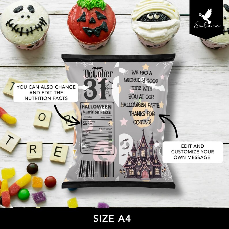 Halloween Chip Bags Template, Spooky Trick or Treat Bags, Halloween ...