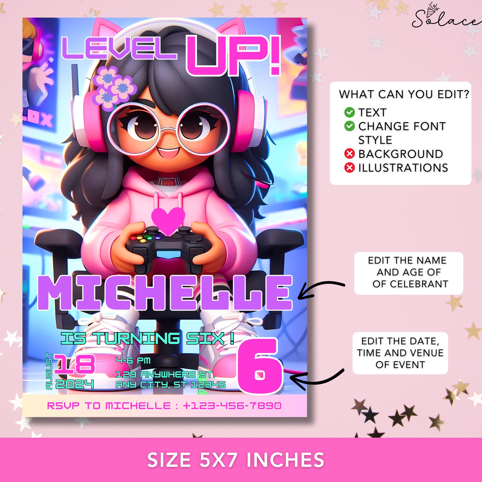 Roblox Birthday Invitation, Roblox Girl Invitation, Roblox Invite ...