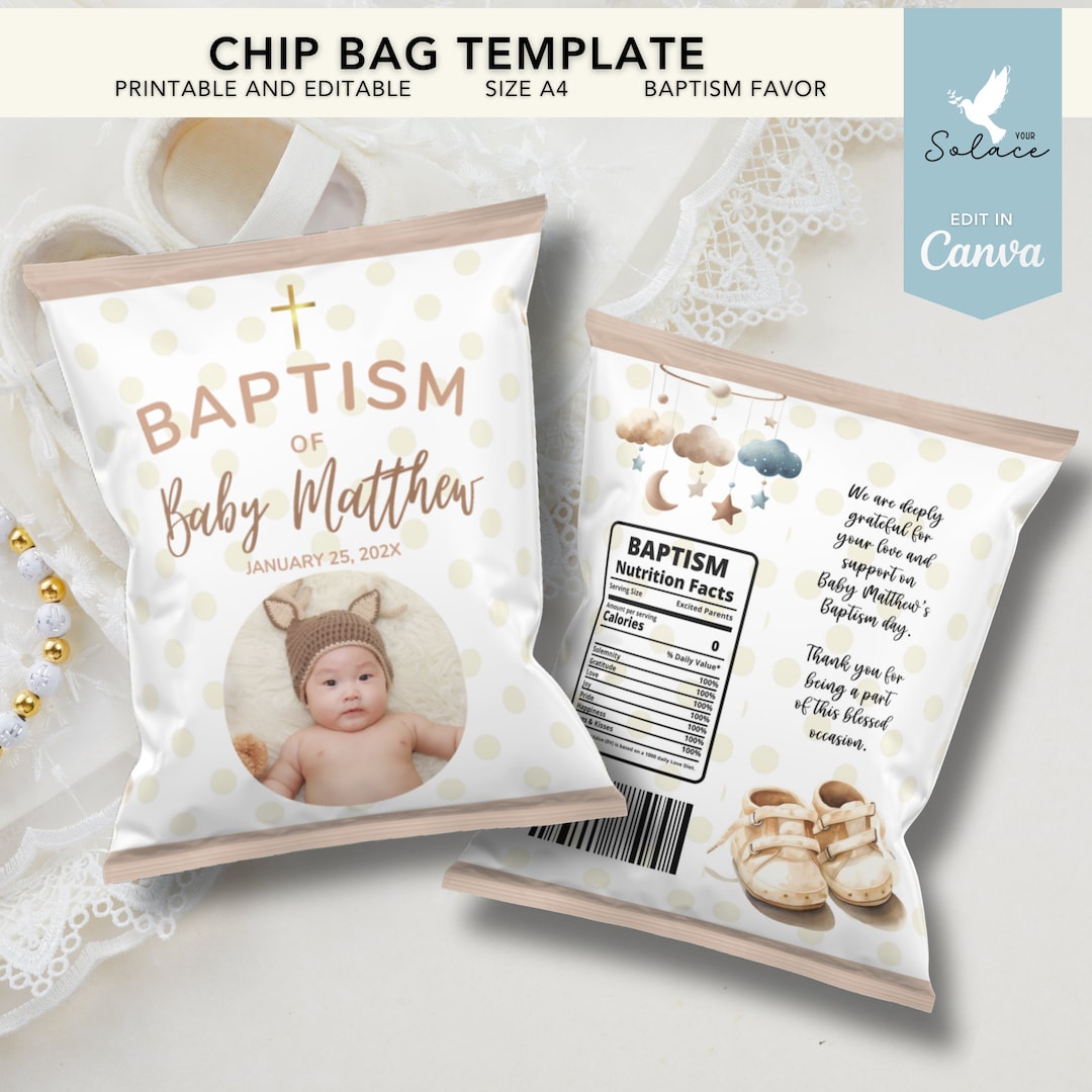 Christening Chip Bags, Baptism Chip Bags, Baptism Gift, Christening ...