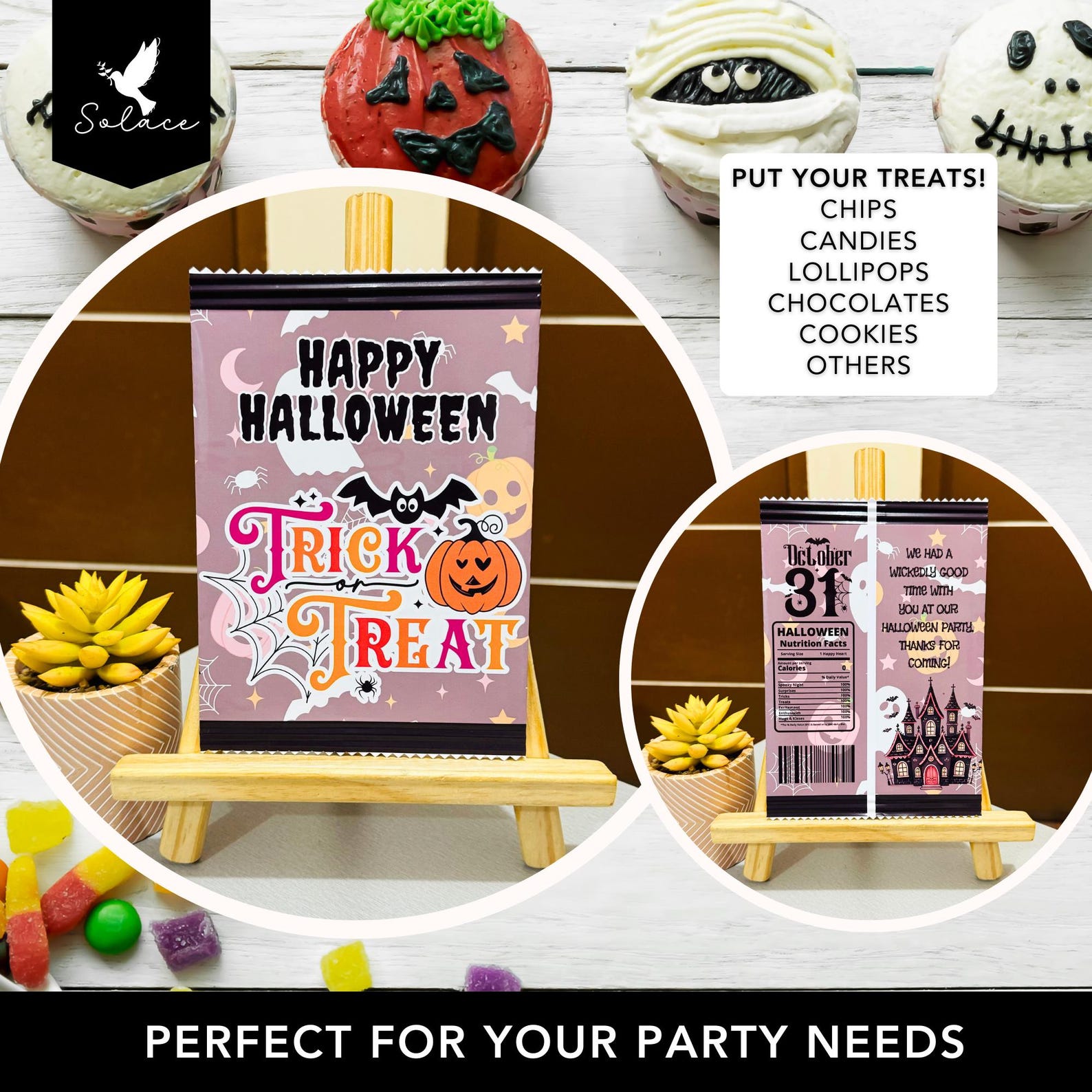 Halloween Chip Bags Template, Spooky Trick or Treat Bags, Halloween ...