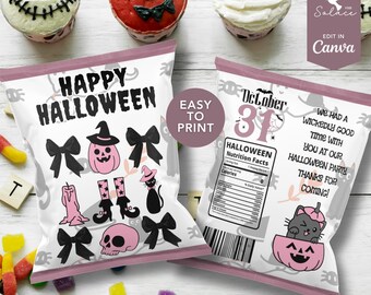 Halloween Chip Bags Template, Spooky Trick or Treat Bags, Halloween ...