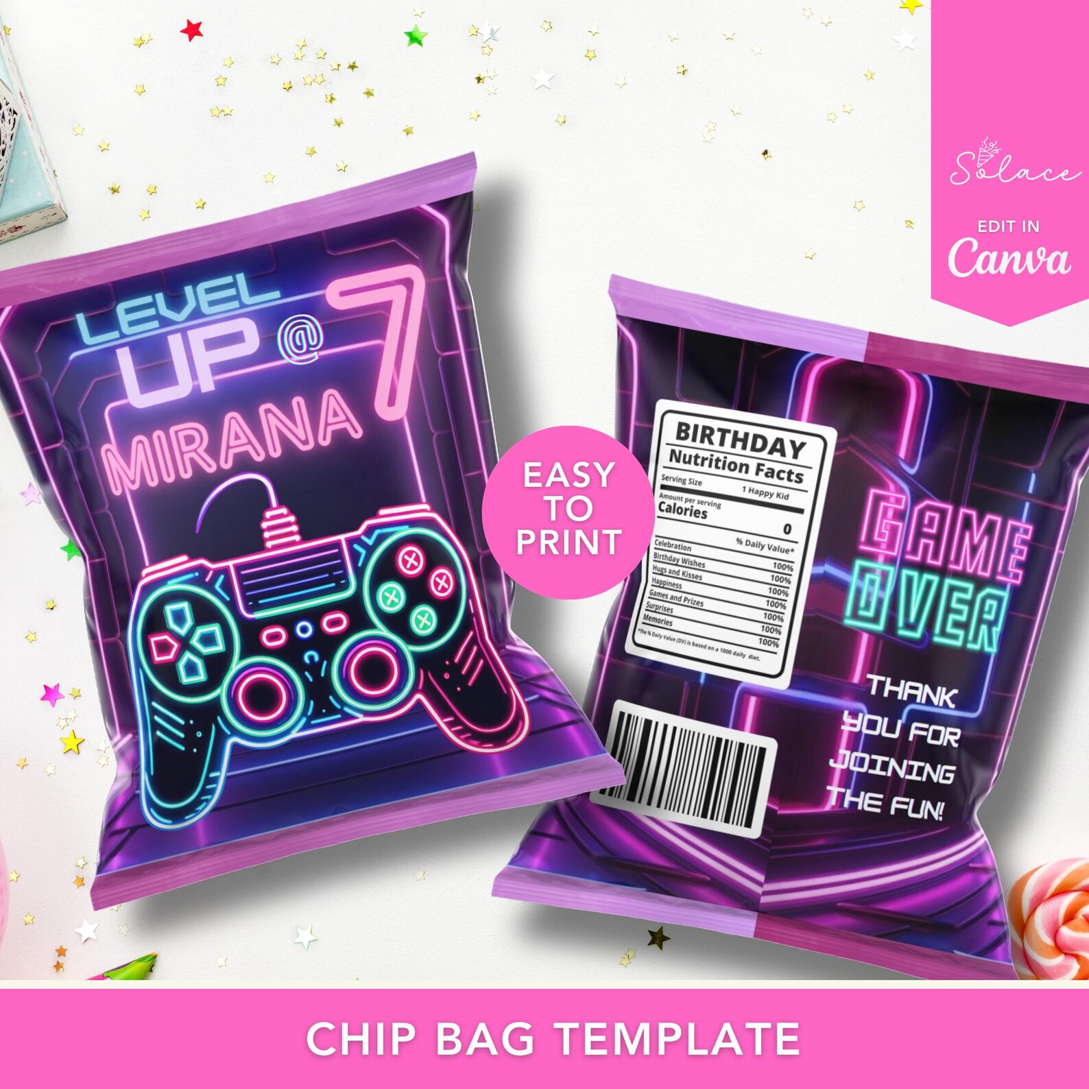 Gamer Party Favors, Gamer Chip Bag, Video Game Party Favors, Birthday ...
