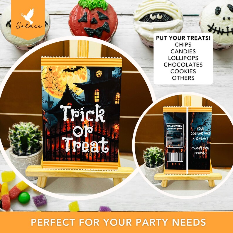 Spooky Halloween Chip Bag Template, Trick or Treat Bags, Halloween ...