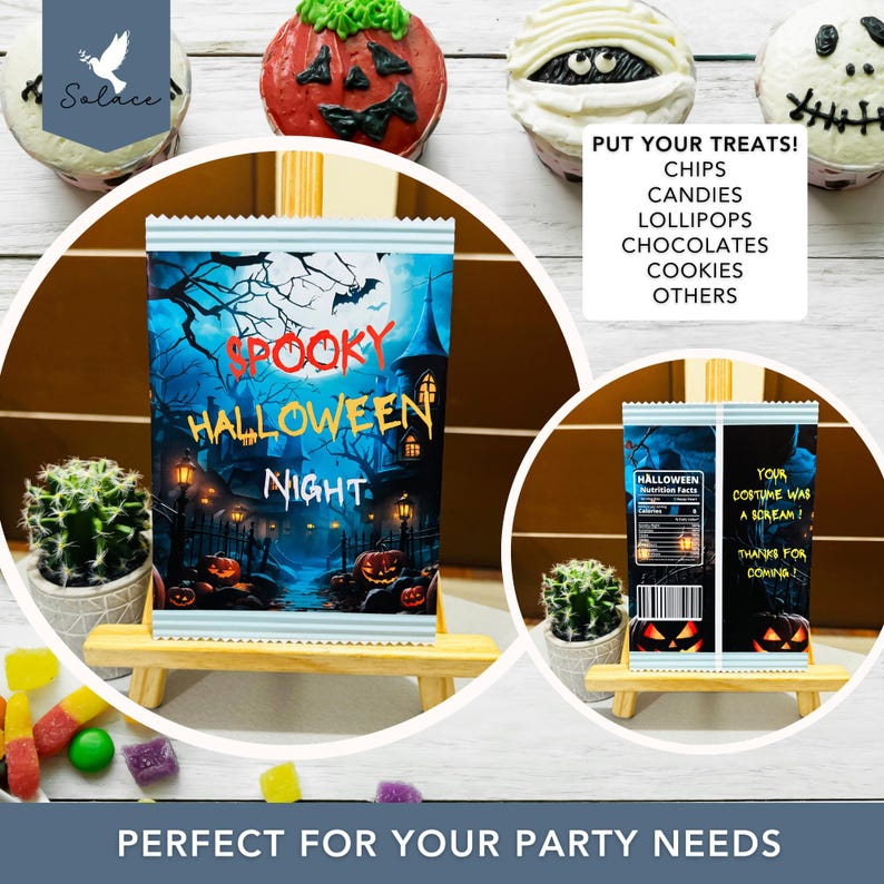 Spooky Halloween Chip Bag Template, Trick or Treat Bags, Halloween ...