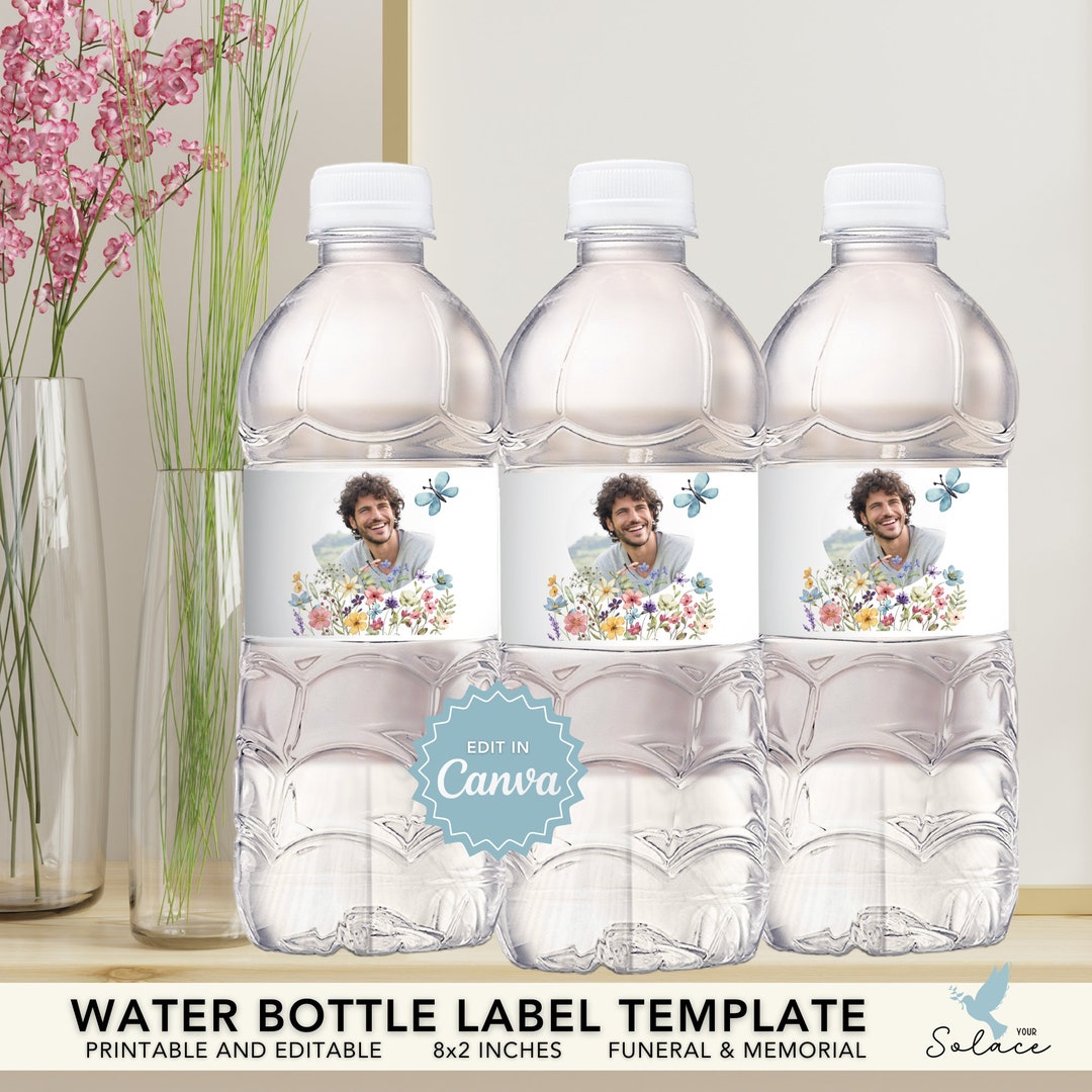Memorial Water Bottle Label Template Personalized Funeral Bottle Water ...