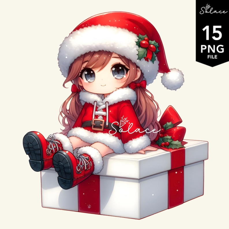 15 Christmas Chibi, Christmas PNG, Christmas PNG Bundle, Chibi Clipart ...