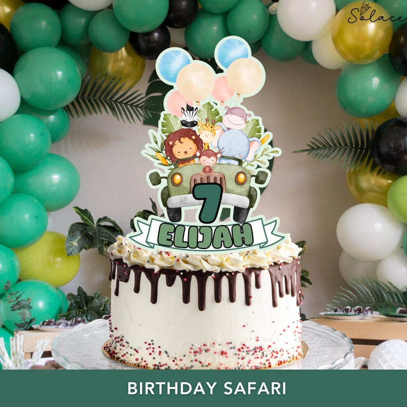 Safari Animals Cake Topper, Safari Birthday Cake Topper, Safari Cake ...