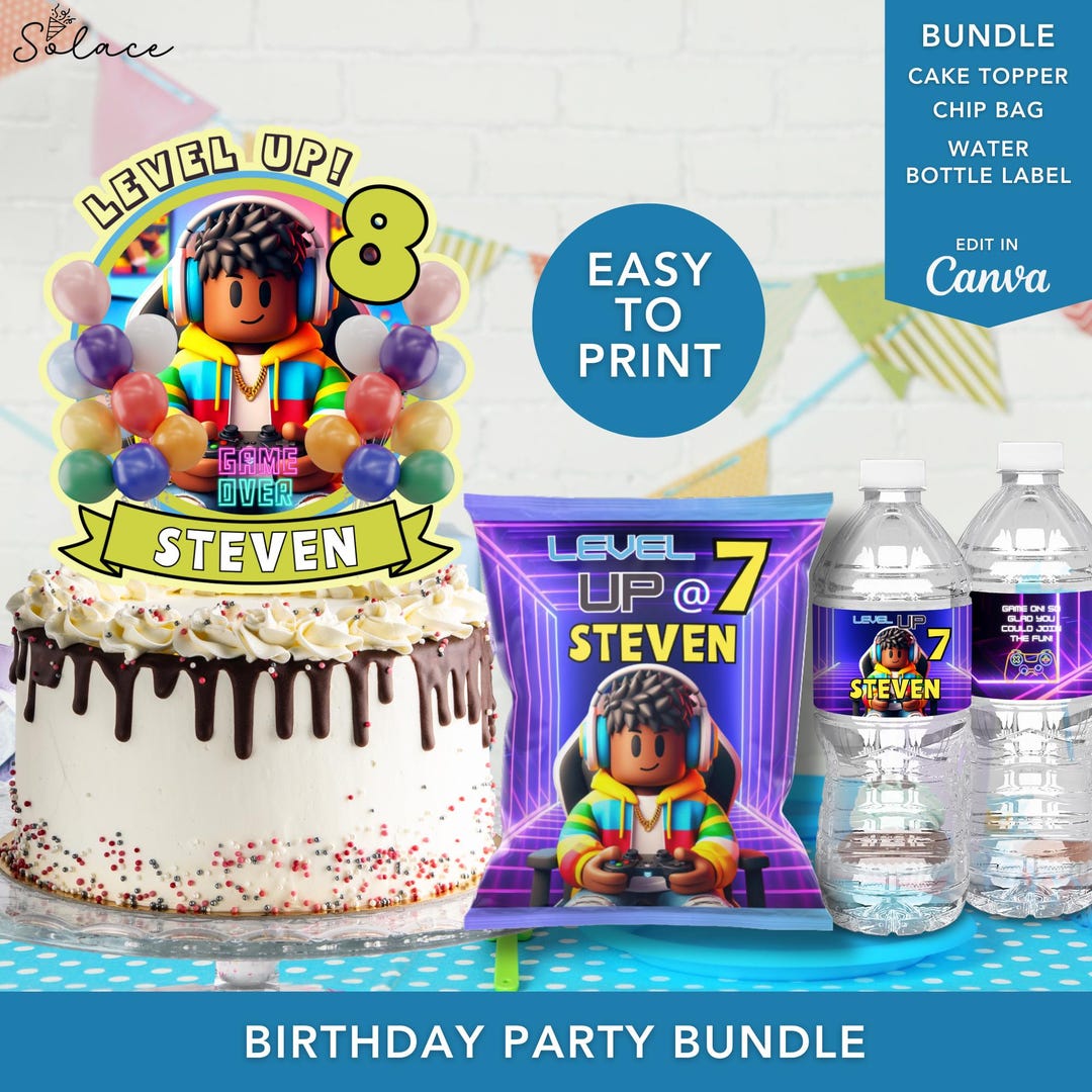 Roblox Party Favors, Roblox Birthday Party, Roblox Cake Topper ...