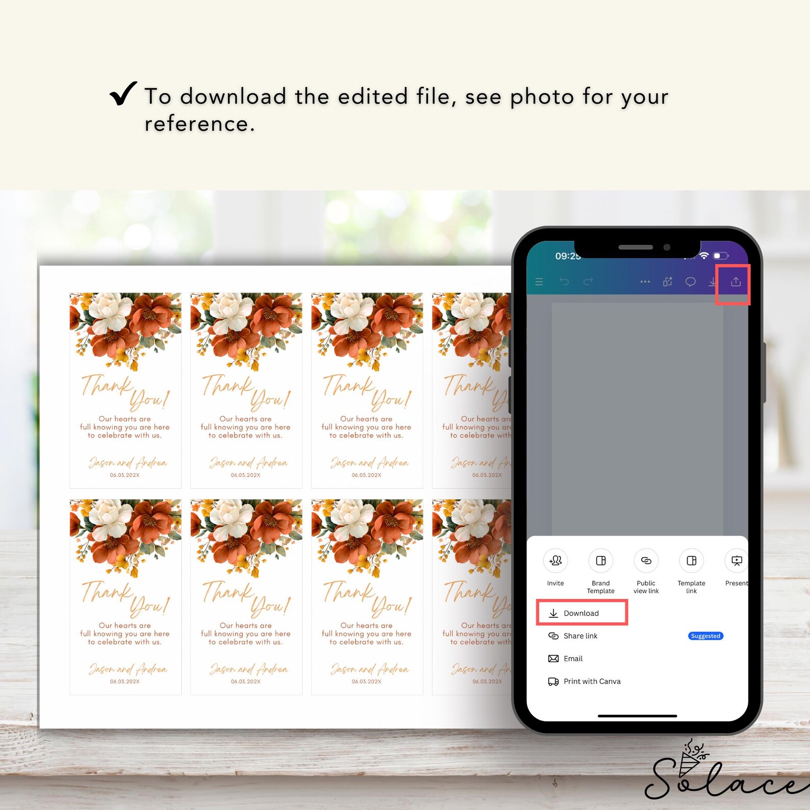 Burnt Orange Wedding Favor Gift Tags, Thank You Favor Tag, Printable ...