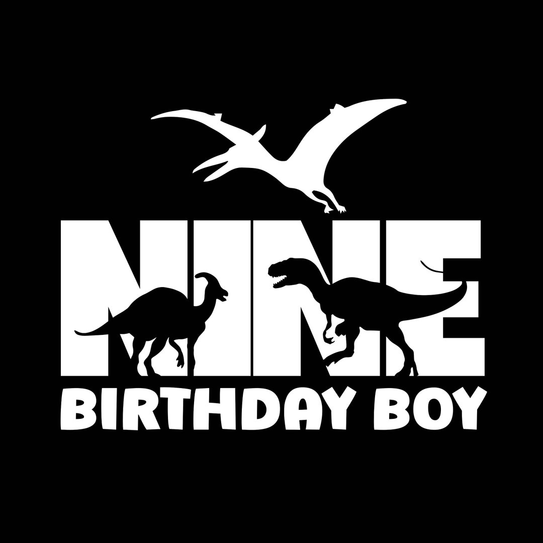 Kids Dinosaur Birthday Boy Svg, Dino 9th Birthday Shirt T-rex Design ...