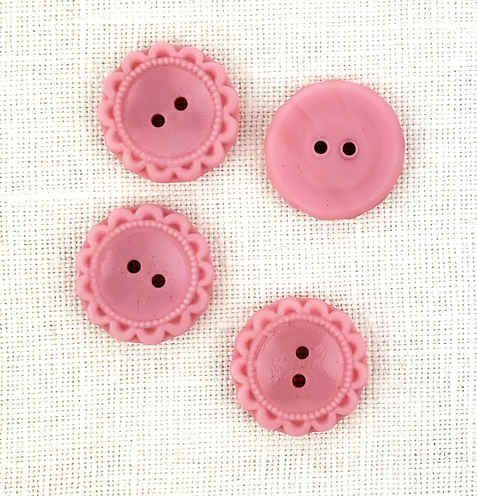 Sewing Buttons 3/4" (19 Mm) Pink Glass Two Hole Sew-through Vintage - Etsy