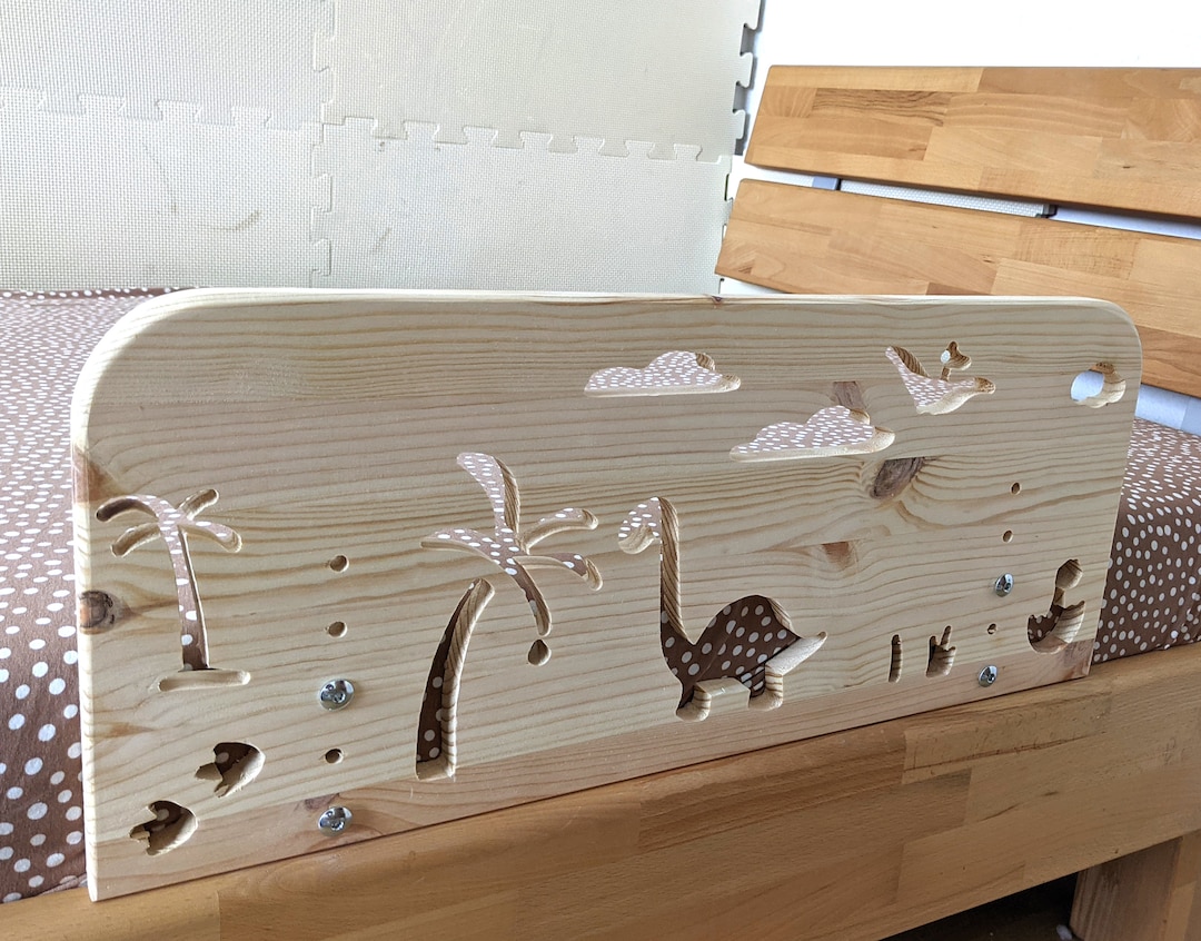 Fall Protection DINO Bed Guard Rail for Children's Rooms • Wooden Fall ...