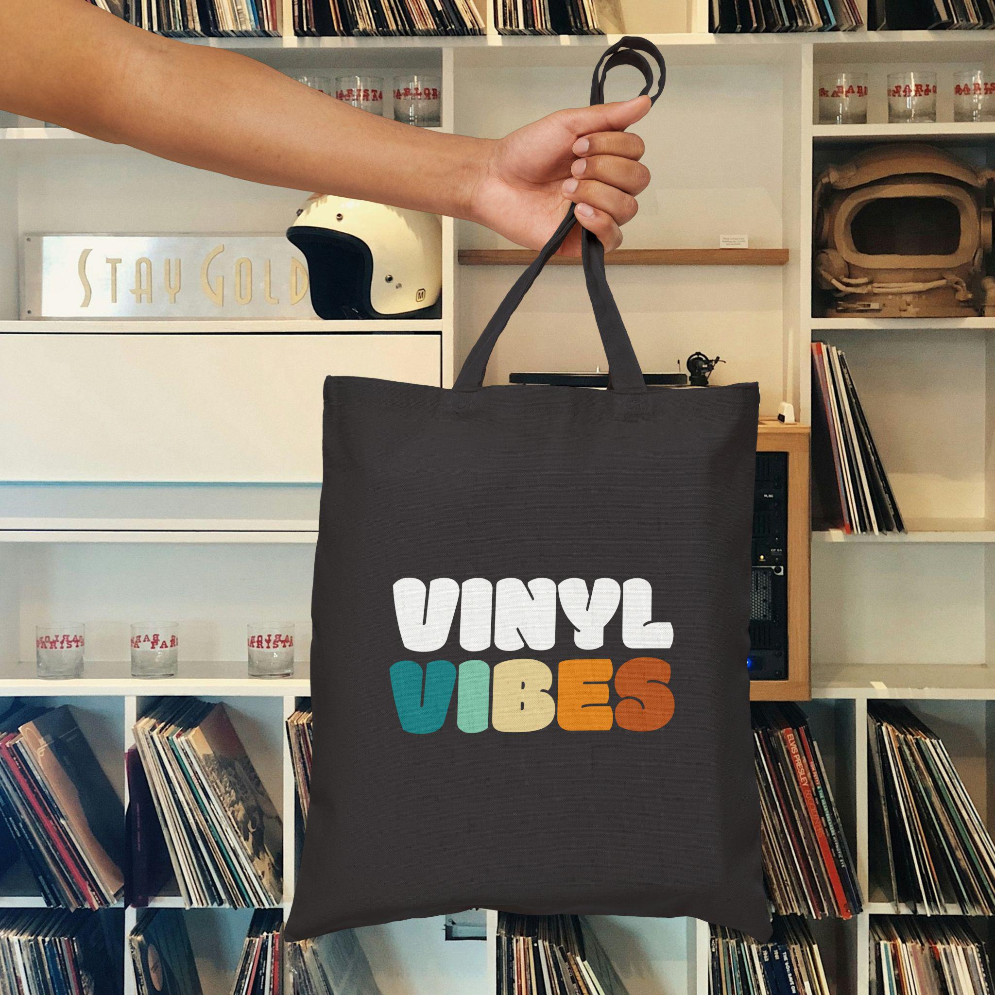 Vinyl Vibes Cotton Canvas Tote Bag - Vinyl Record LP Collector, Music ...