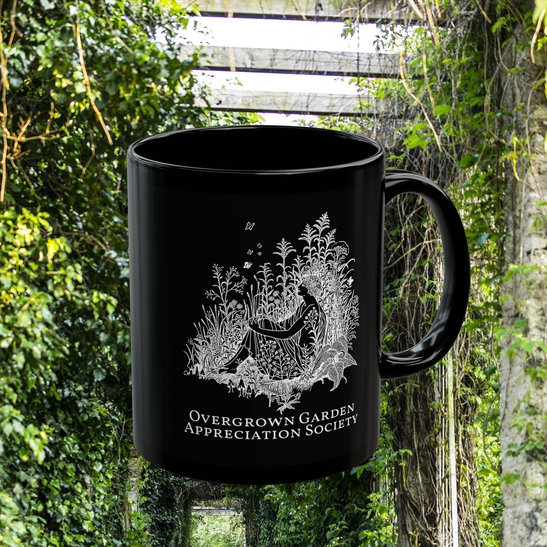 Overgrown Garden Appreciation Society Black Ceramic Mug 11oz ...