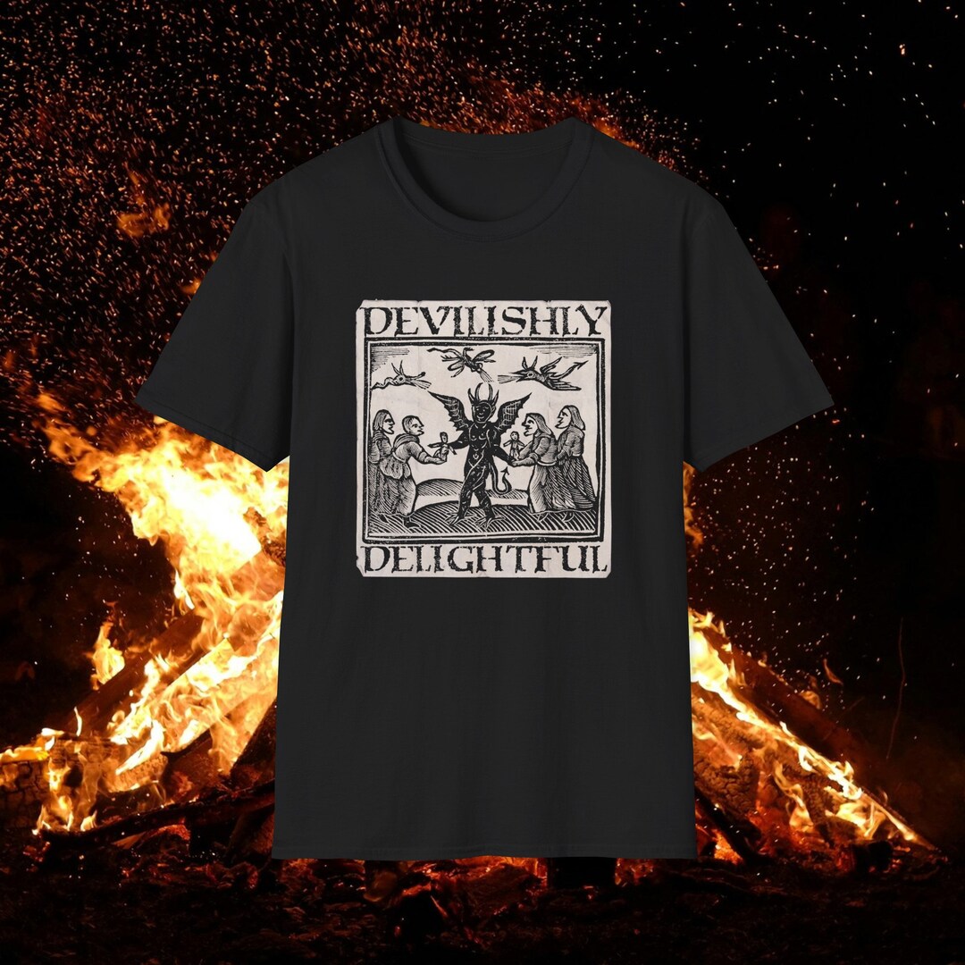 Devilishly Delightful Paper Background Unisex Softstyle T-shirt - Devil ...