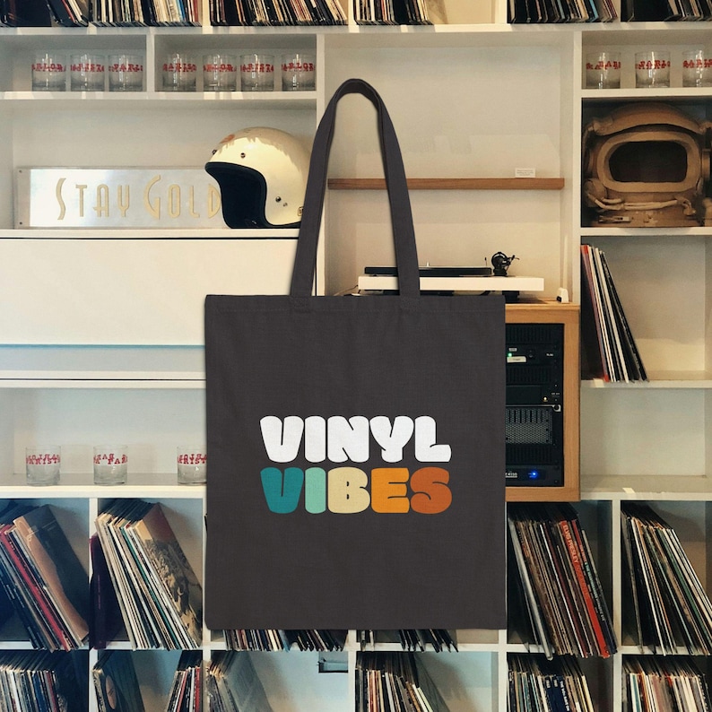 Vinyl Vibes Cotton Canvas Tote Bag - Vinyl Record LP Collector, Music ...