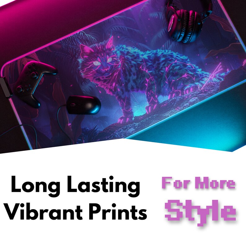 XXL Mouse Pad AI Art Synthwave Gamer Accessory - Gaming Stuff With ...