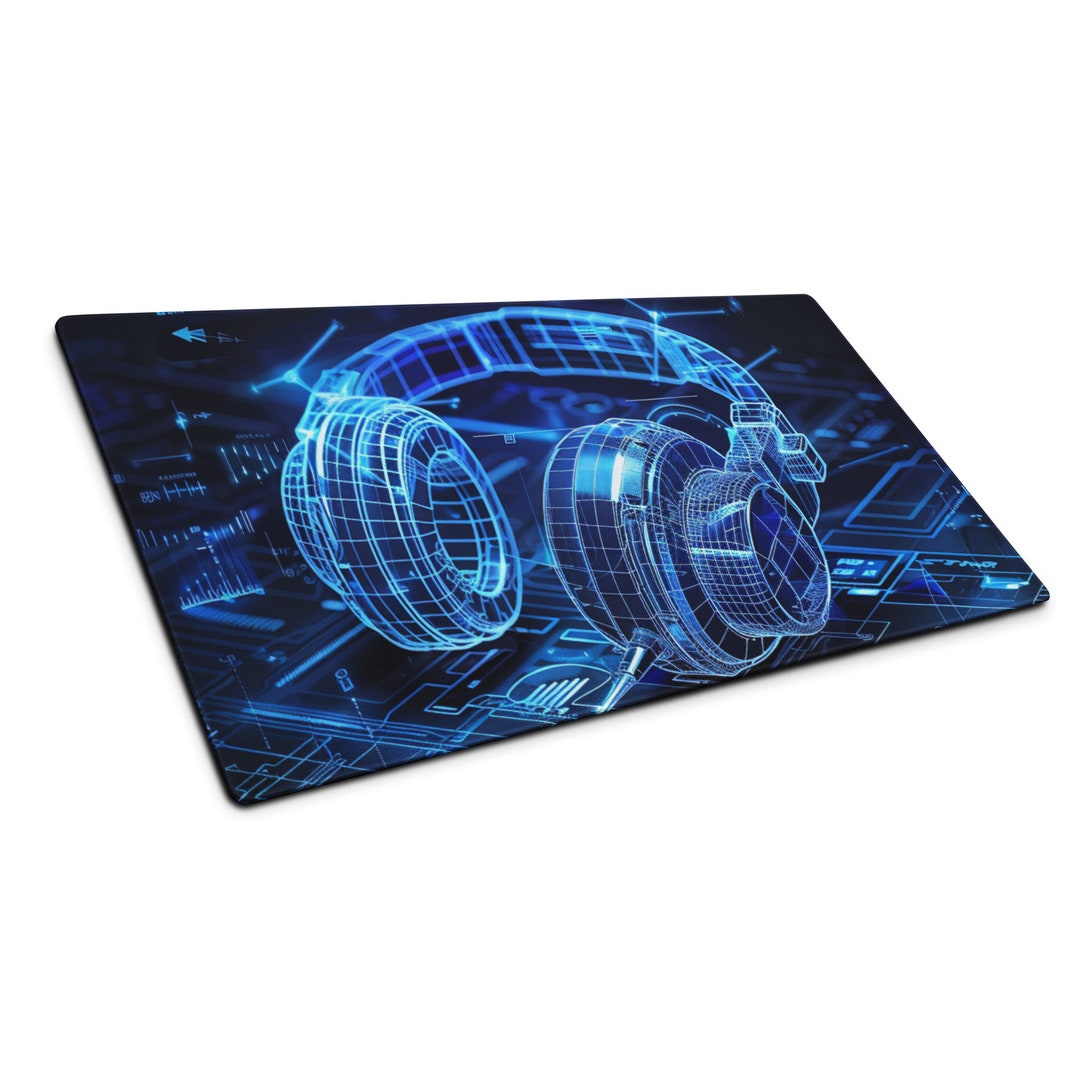 XXL Mouse Pad AI Art Gaming Headset Blueprint - Large Gamer Mouse Pad ...